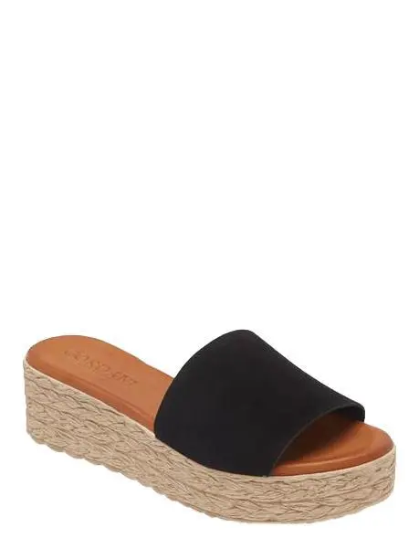 Cordani Bizzy Espadrille Platform Wedge Slide Sandal - Black Suede