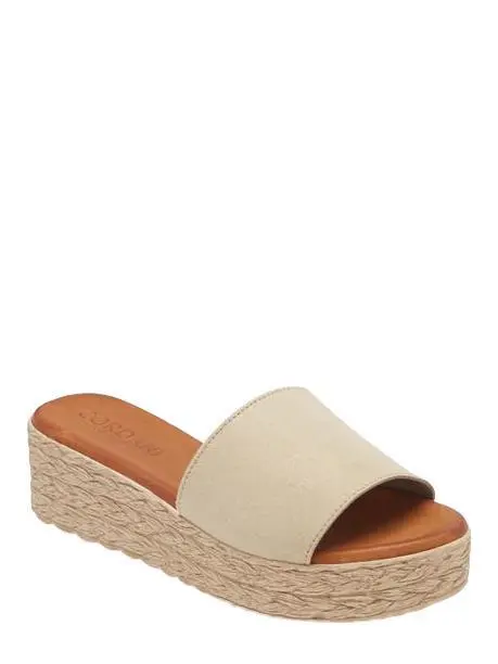 Cordani Bizzy Espadrille Platform Wedge Slide Sandal - Dusty Gold