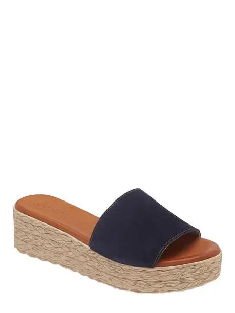 Cordani Bizzy Espadrille Platform Wedge Slide Sandal - Navy Suede