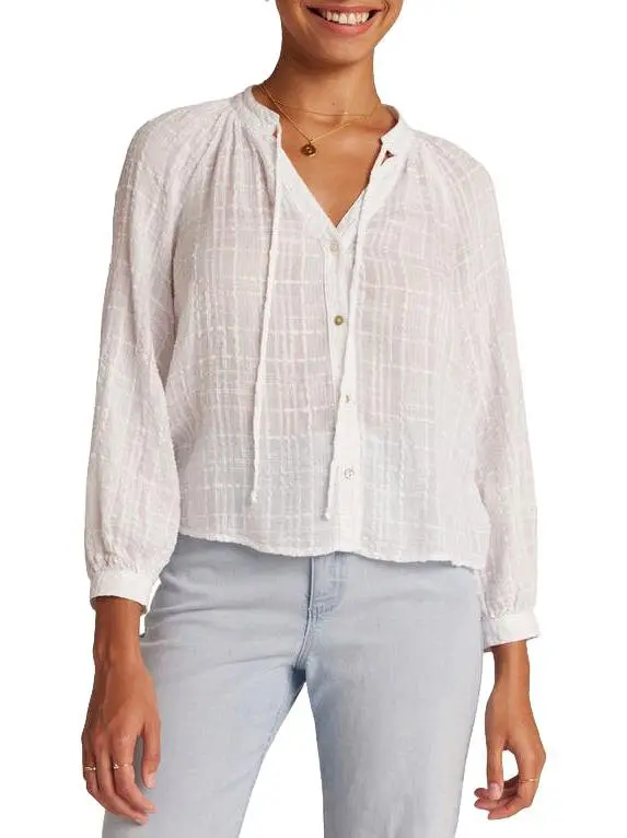 Bella Dahl Tie Neck Raglan Sleeve Shirt - White