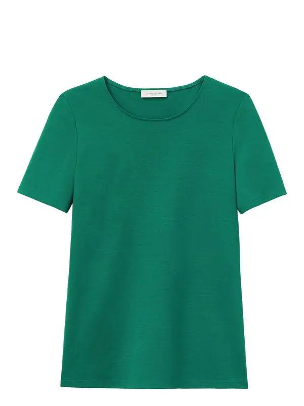 Lafayette 148 New York Cotton Ribbed Crewneck T-shirt - Grass