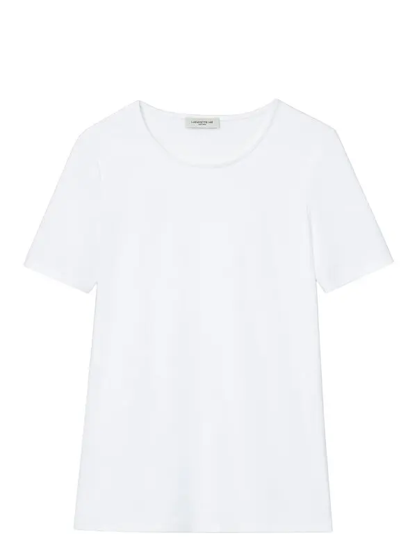 Lafayette 148 New York Cotton Ribbed Crewneck T-shirt - White