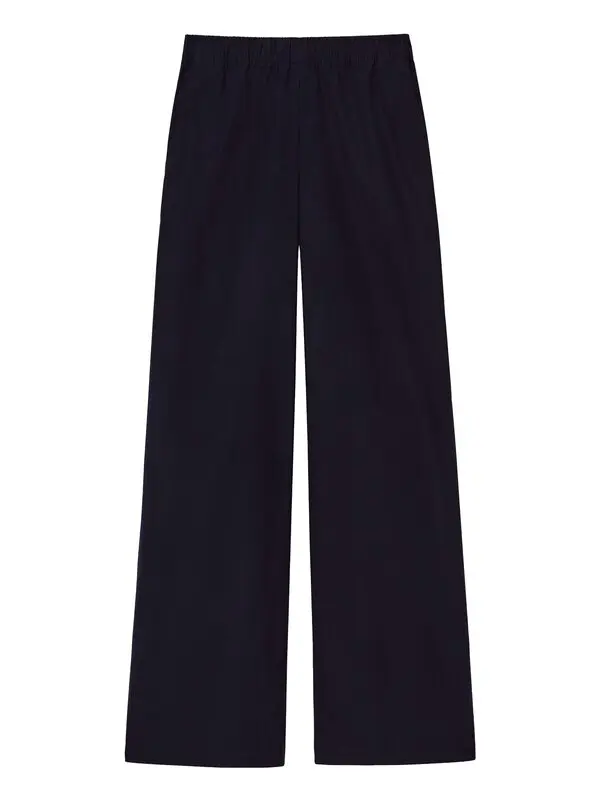 Lafayette 148 New York Organic Cotton Poplin Wide Leg Pants - Black