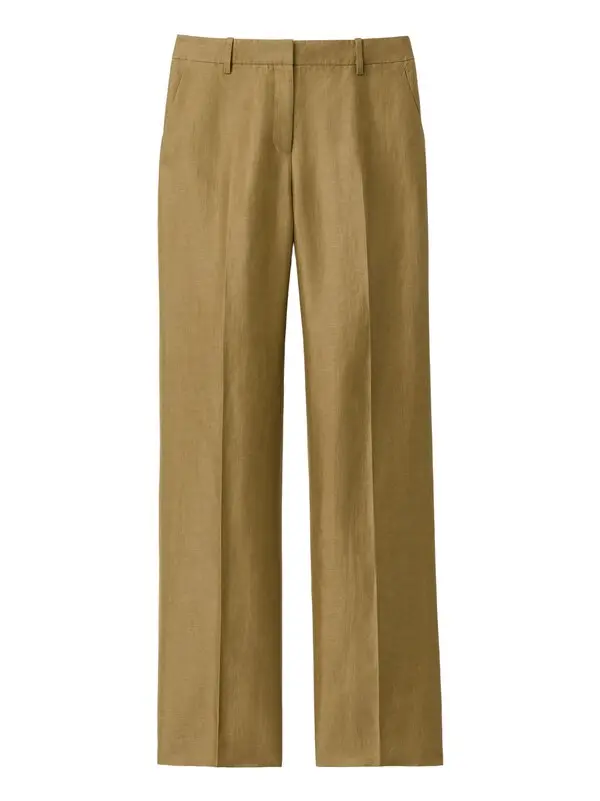 Lafayette 148 New York Linen-viscose Gates Pant - Khaki Green