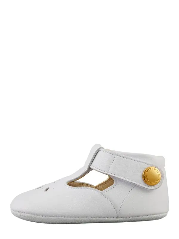 MIKI HOUSE Leather T-bar Booties - White