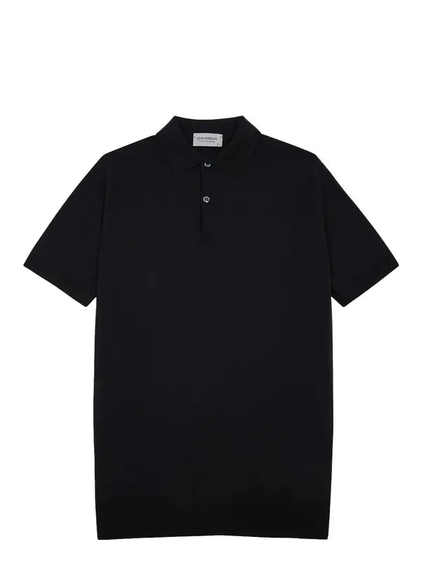John Smedley Payton Wool Polo Shirt - Black