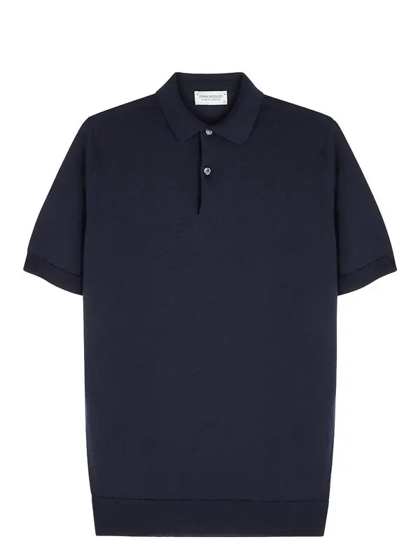 John Smedley Payton Wool Polo Shirt - Navy