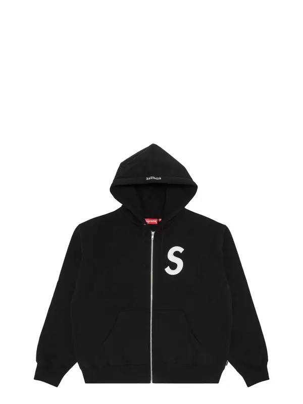 Supreme Logo Zip Up Hooded Sweatshirt - Black