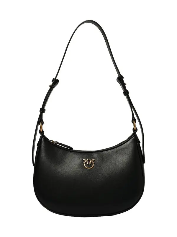 Pinko Love Bag Half Moon Simply Leather Shoulder Bag - Black