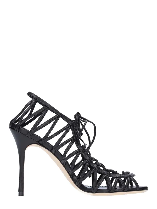 Manolo Blahnik Hamza 105 Leather Sandals - Black