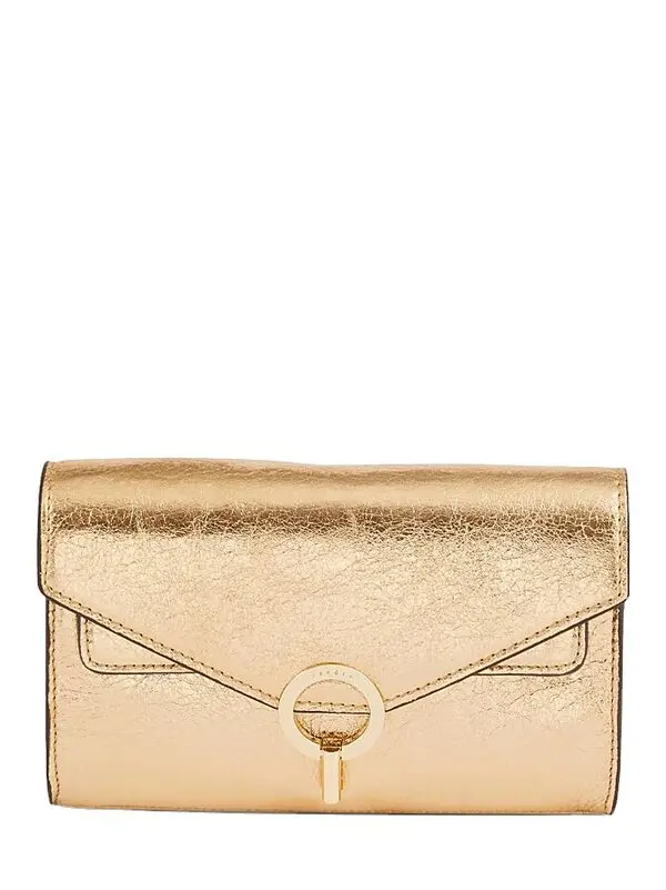 Sandro Yza Metallic Leather Shoulder Bag - Gold