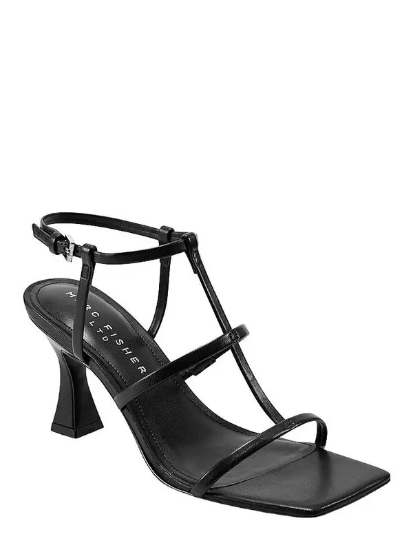 MARC FISHER LTD. Dennie Strappy Mid Heel Sandals - Black