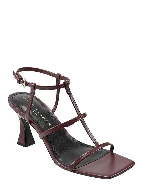 MARC FISHER LTD. Dennie Strappy Mid Heel Sandals - Dark Red