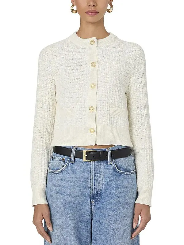 French Connection Lurex Tweed Cardigan - Classic Cream