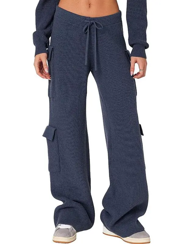 EDIKTED Wynter Knit Cargo Pants - Blue