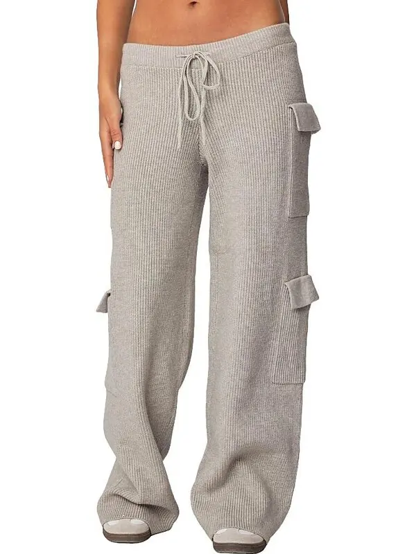 EDIKTED Wynter Knit Cargo Pants - Gray Melange