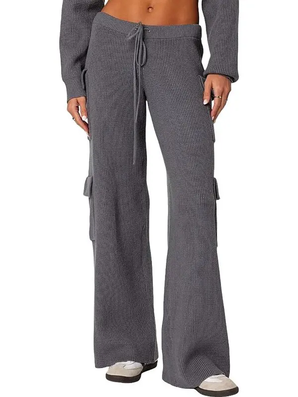 EDIKTED Wynter Knit Cargo Pants - Gray