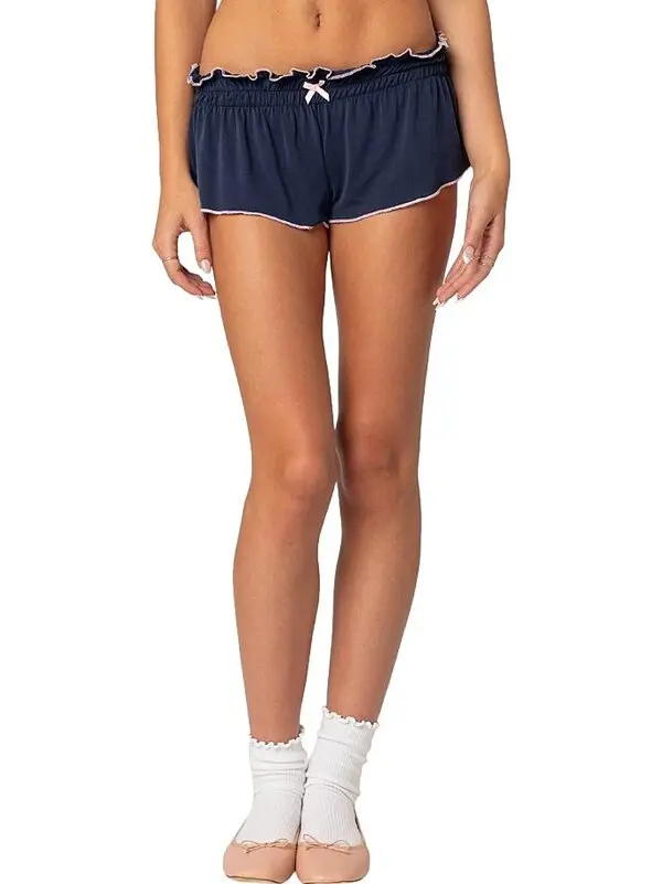 EDIKTED Alice Gathered Waist Shorts - Navy