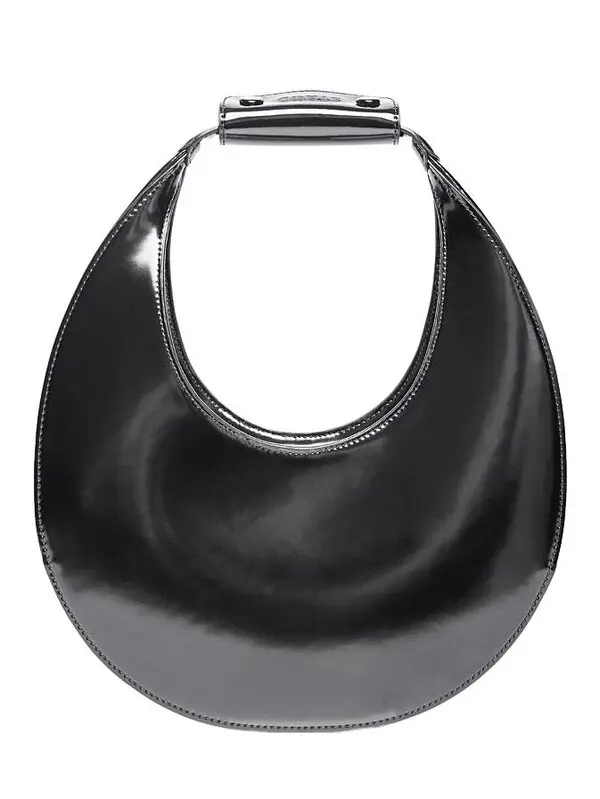 Staud Moon Leather Saddle Bag - Black/silver