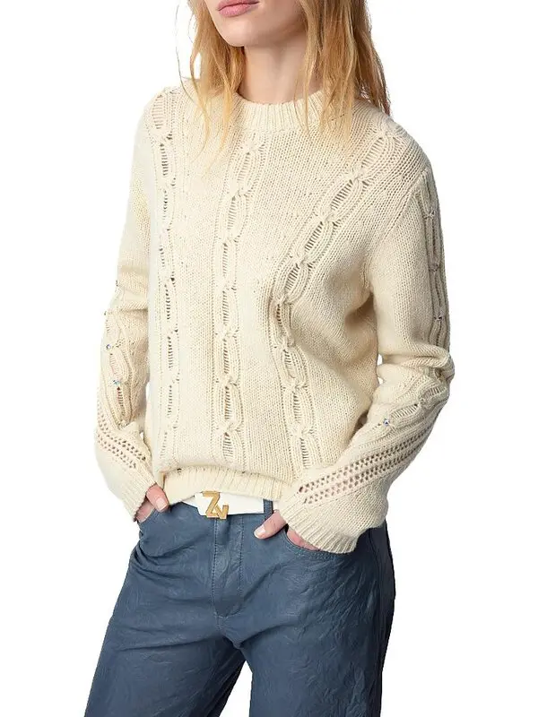 Zadig&Voltaire Merino Wool Cable Knit Sweater - Vanille