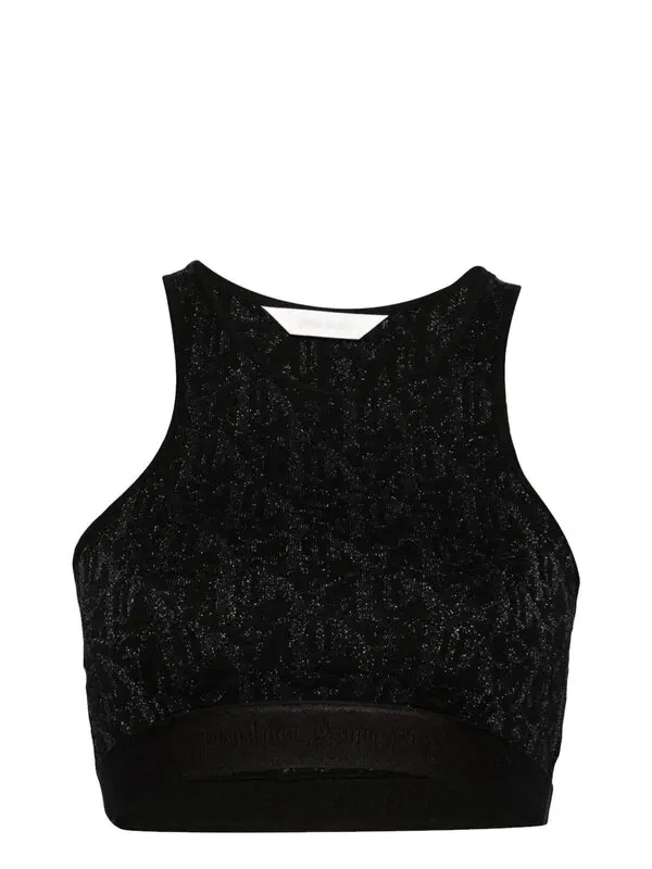 Palm Angels Monogram Jacquard Crop Top - Black Black