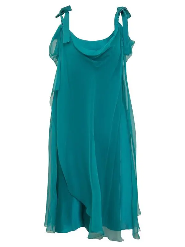Alberta Ferretti Silk Chiffon Midi Dress - Blue