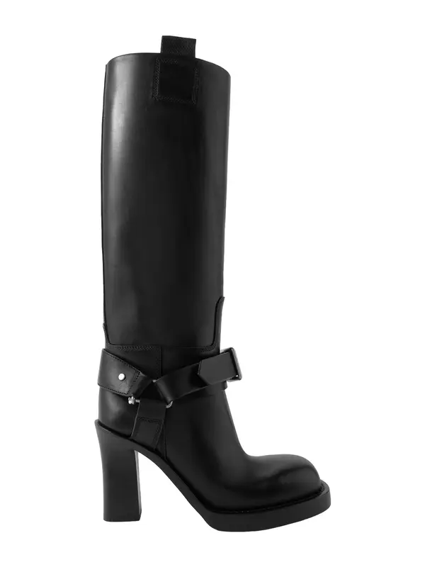Burberry Leather Knee Boots - Black