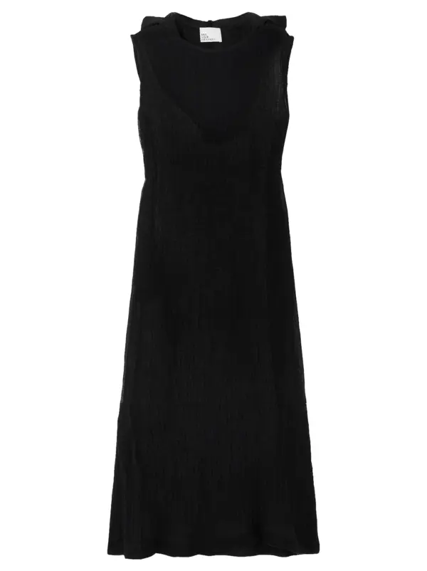 Lisa Marie Fernandez Net Sustain Column Hooded Linen-blend Gauze Maxi Dress - Black