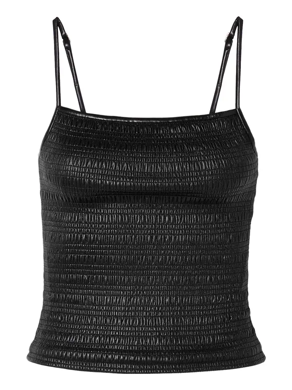 Nanushka Arenda Shirred Okobor Tank - Black