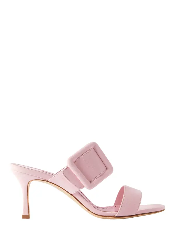 Manolo Blahnik Gable 70 Buckled Suede Mules - Pink