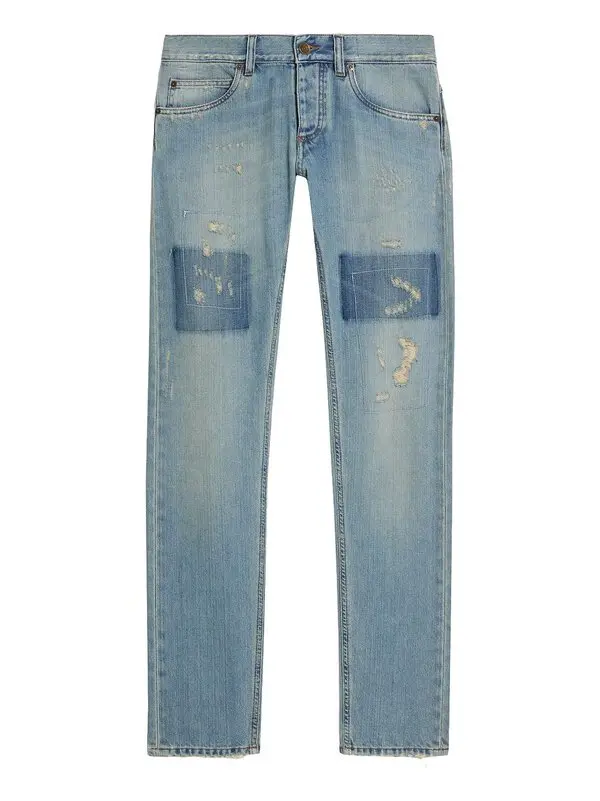 Dolce & Gabbana Skinny-fit Distressed Denim Jeans - Light Denim