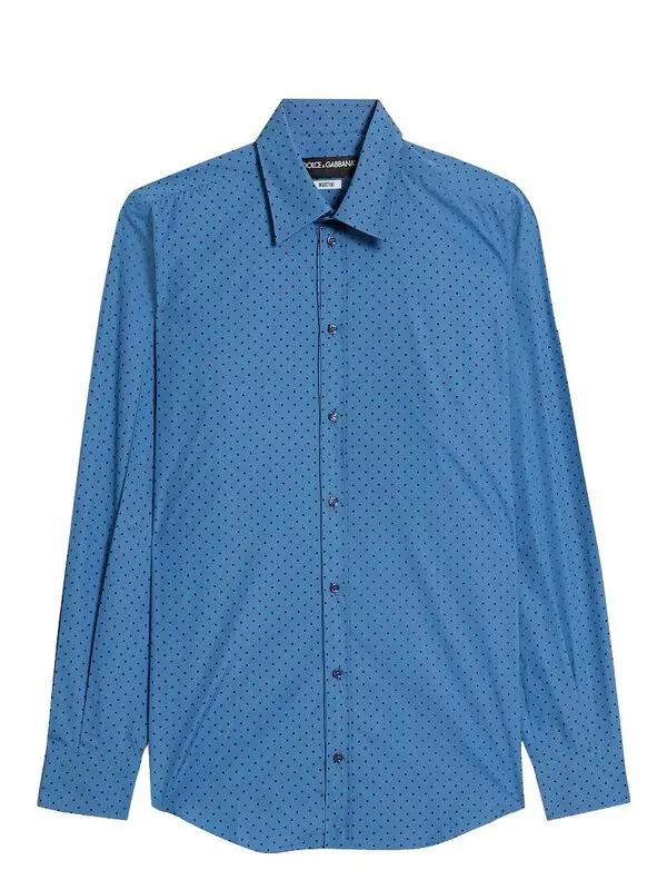 Dolce & Gabbana Polkadot Cottonpoplin Shirt - Blue