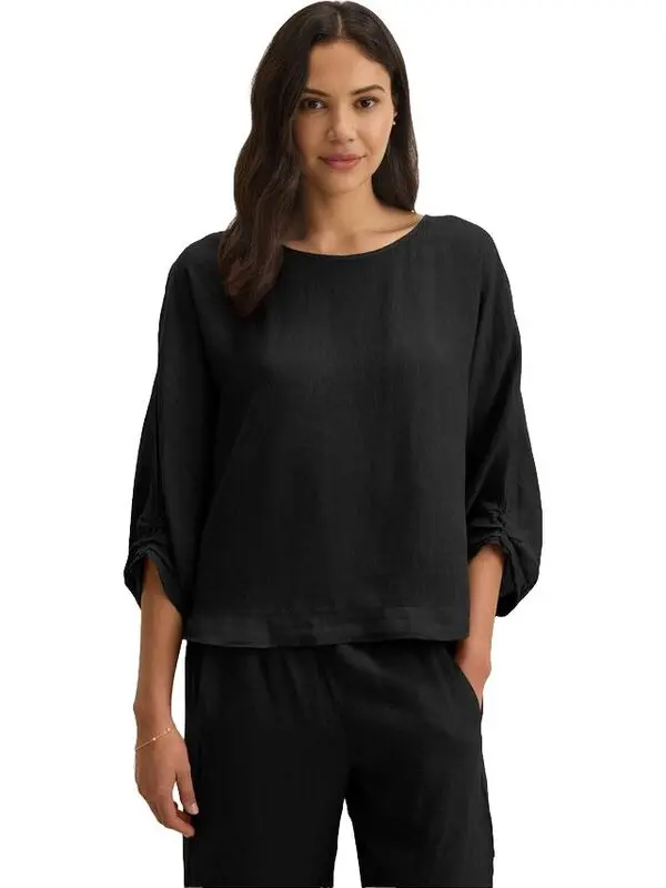 Velvet By Graham & Spencer Cass Linen Top - Black