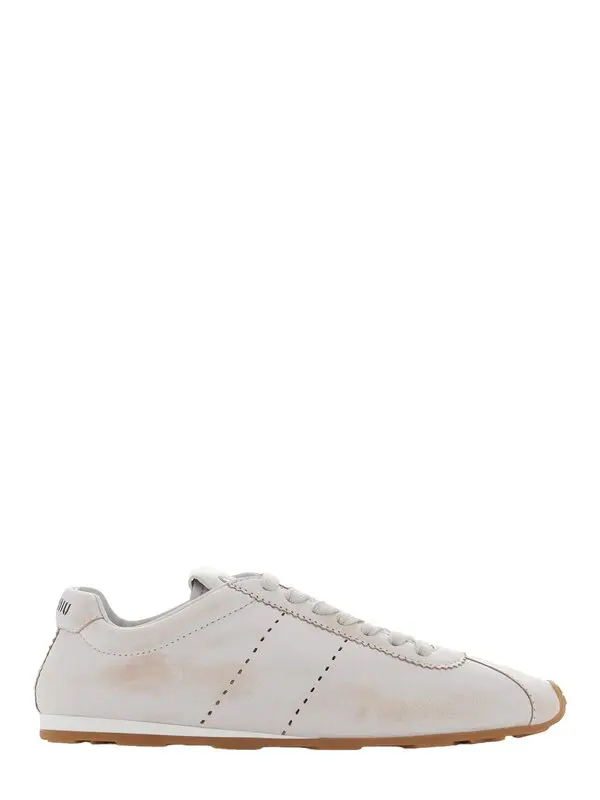 Miu Miu Bleached Nappa Leather Sneakers - White