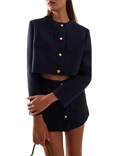 Prada Cropped Tailored Jacket - Blue