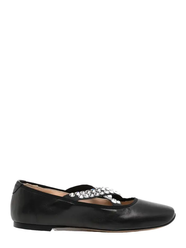 Casadei Crystal-embellished Ballerina Shoes - Black