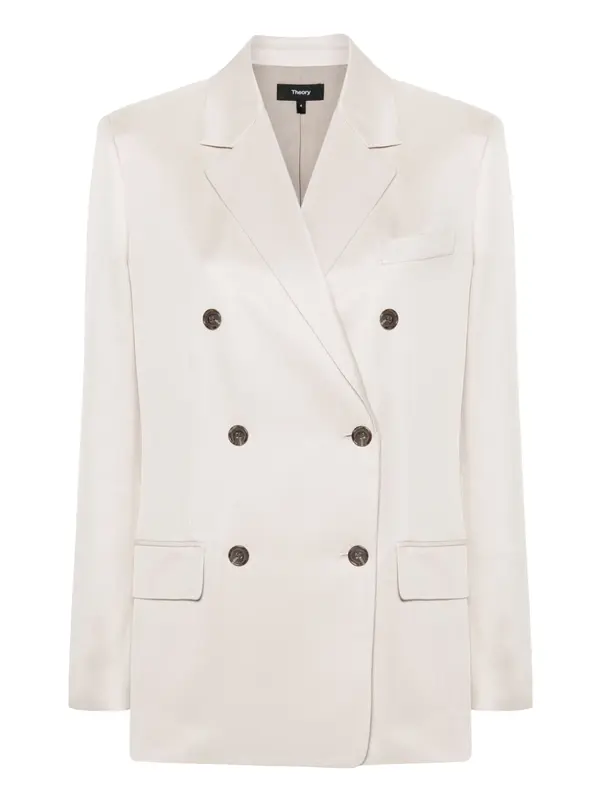 Theory Notched-lapels Double-breasted Blazer - Neutrals