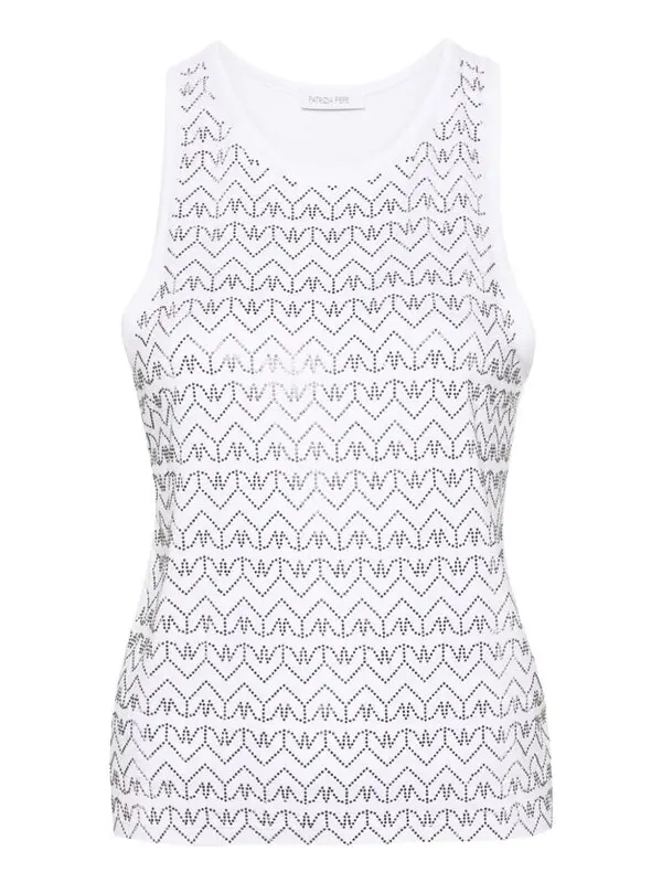 Patrizia Pepe Rhinestone-embellished Jersey Tank Top - White
