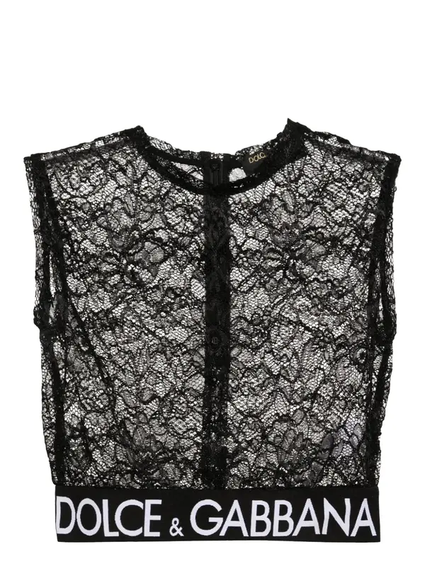 Dolce & Gabbana Lace Crop Top - Black