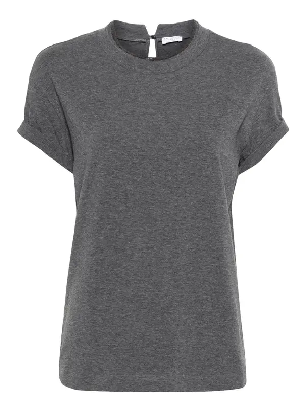 Brunello Cucinelli Bead-embellished T-shirt - Grey