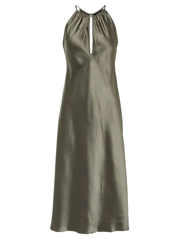 NILI LOTAN Eglantine Halterneck Silk Midi Dress - Green