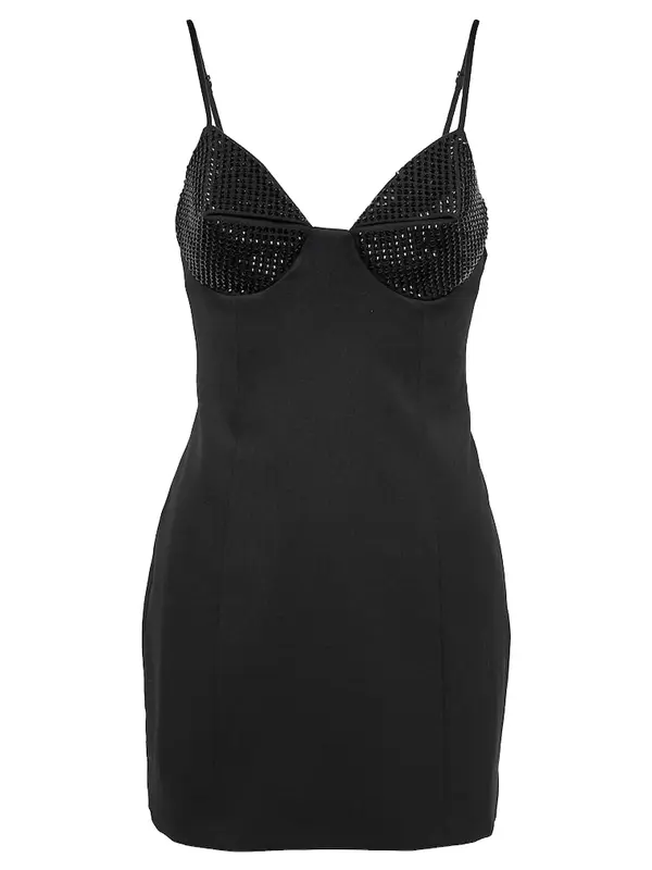 AREA Crystal-embellished Minidress - Black