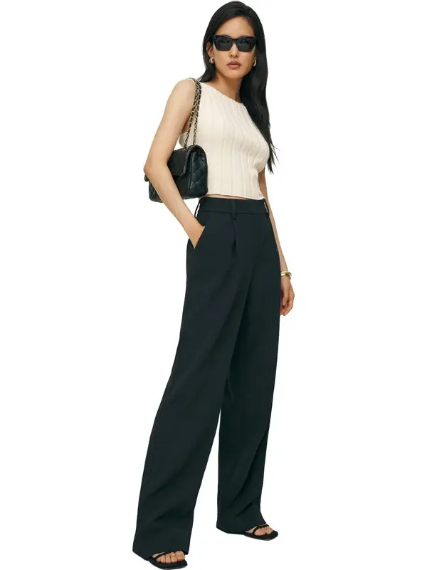 REFORMATION Alex Mid Rise Pant - Black