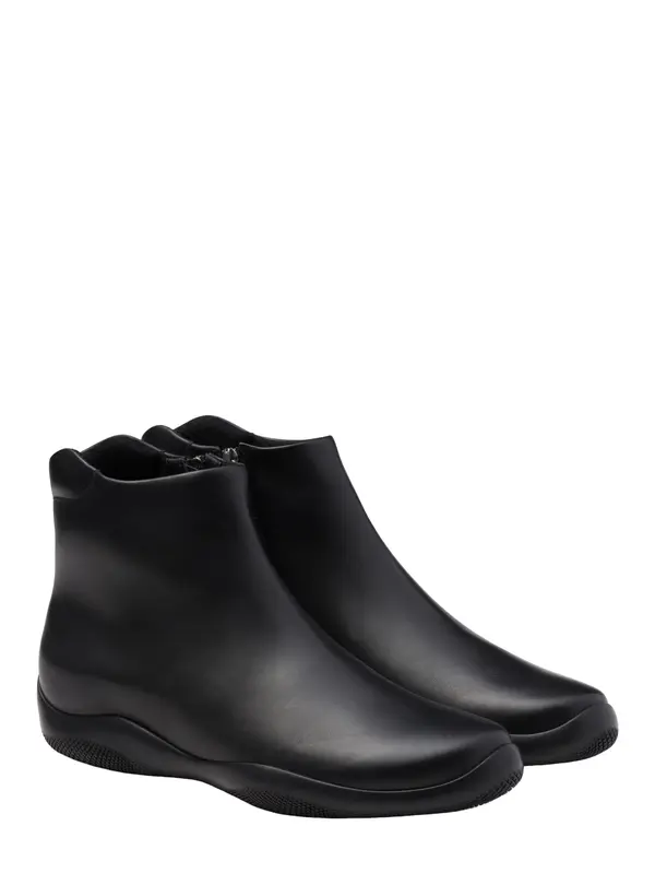 Prada Leather Ankle Boots - Black