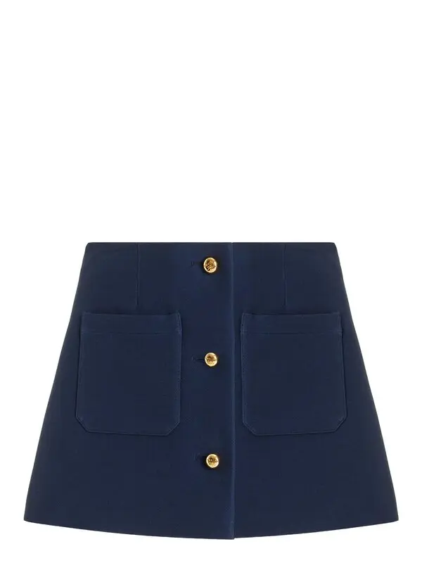 Prada Buttoned Wool-silk Twill Mini Skirt - Blue