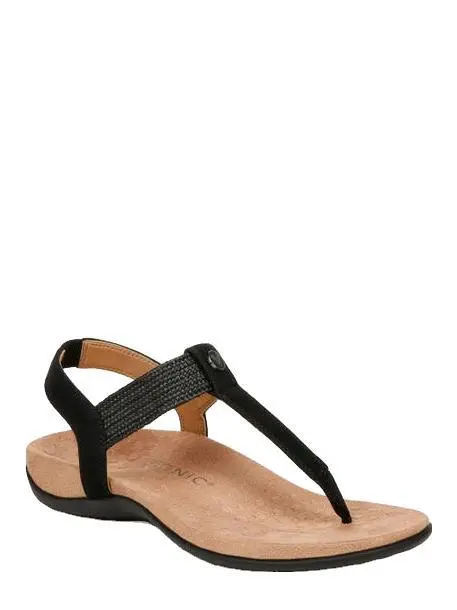 Vionic Brea T-strap Sandal - Black Nbck Leather