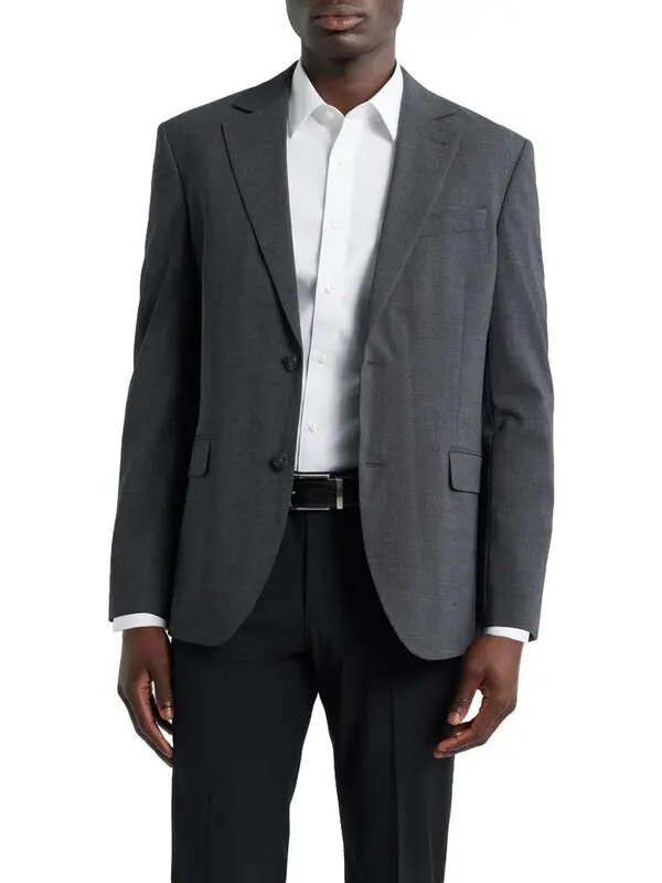 Nordstrom Henrik Trim Fit Solid Stretch Wool Suit Jacket - Grey Charcoal