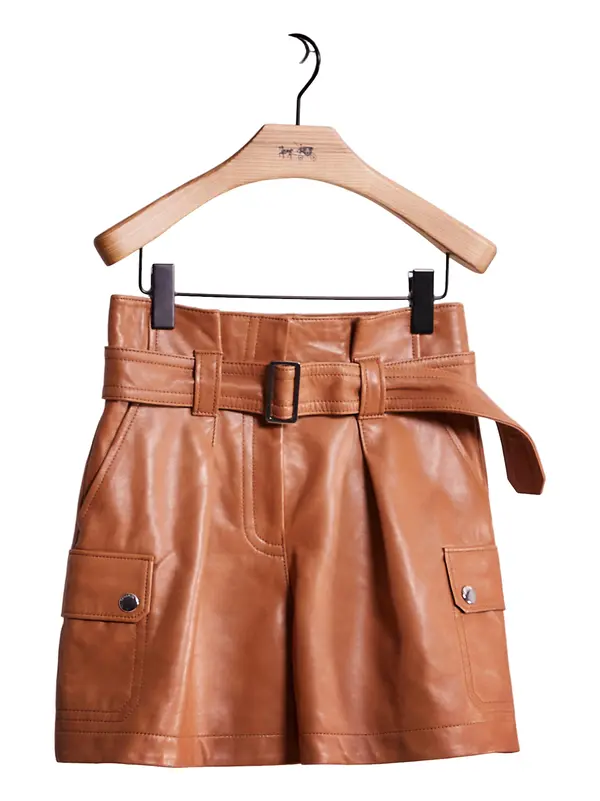 COACH Restored Leather Belted Shorts - Penny