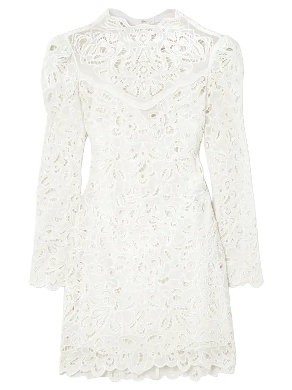 Isabel Marant Daphne Broderie Anglaise Ramie Mini Dress - White