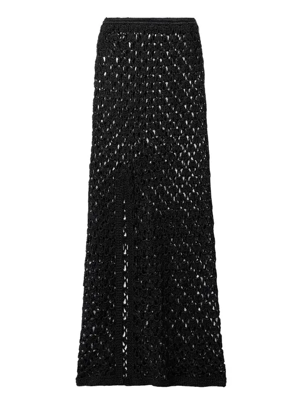 ALIX PINHO Seashell Crocheted Maxi Skirt - Black